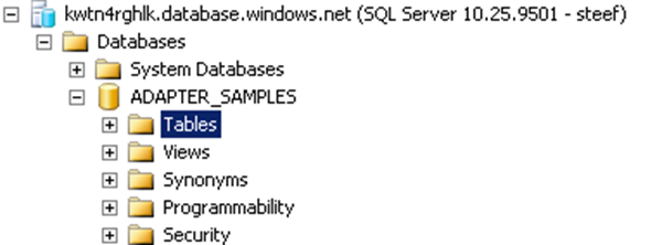 WCF-SQL Adapter Stored Procedure : SQL Azure